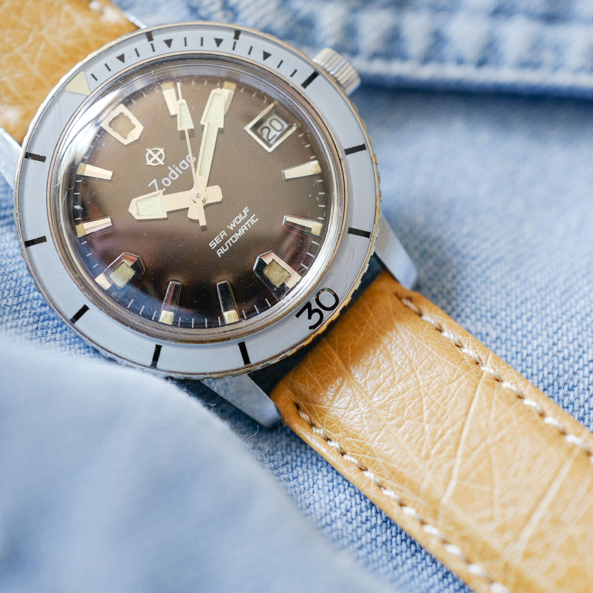 ZODIAC Sea Wolf "Sublime Patine" (vintage 1960's) • Café Noir Montres