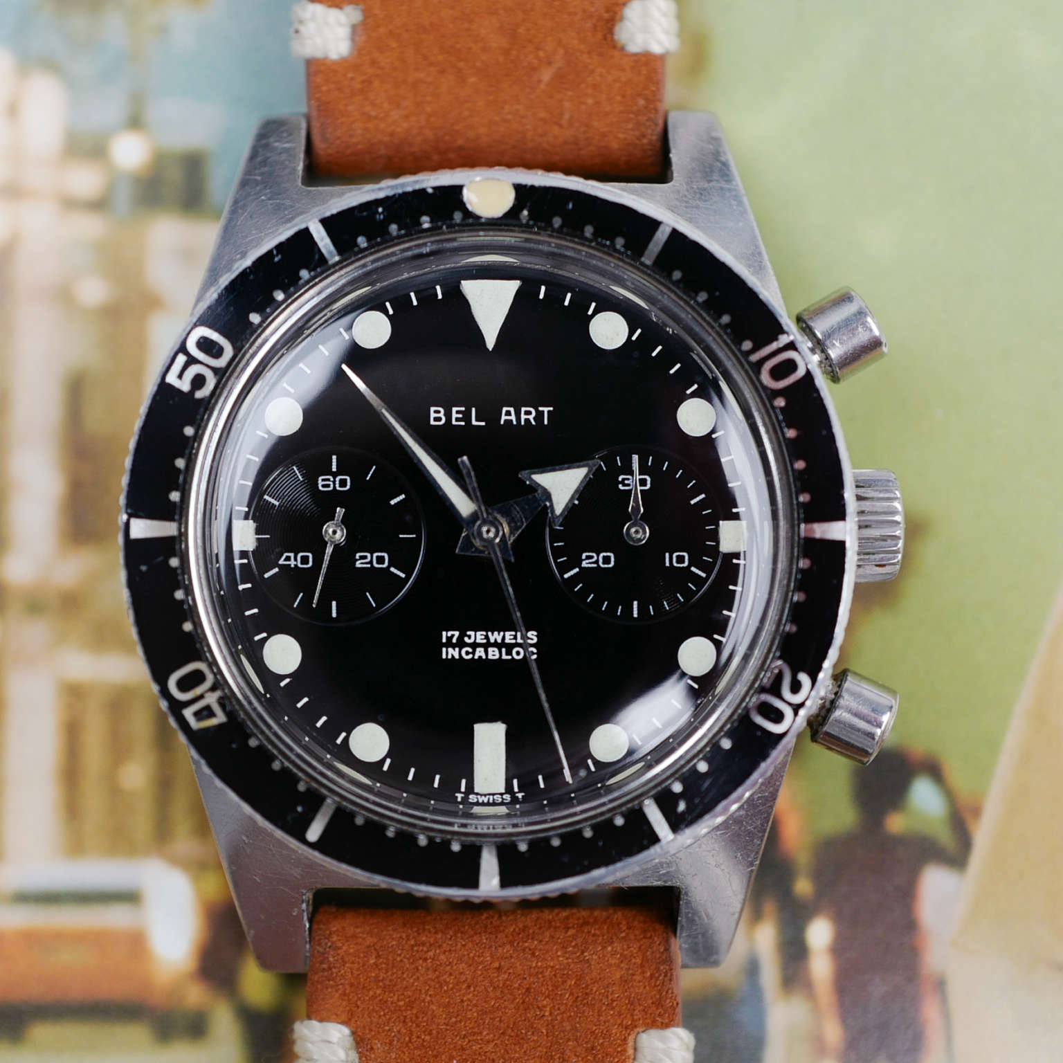 BEL ART Skin Diver Chronograph "Glossy Dial tritium" (Vintage 1970)